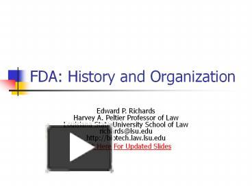FDA: History and Organization presentation | free to download