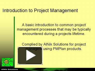 Introduction to Project Management presentation | free to view
