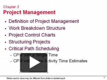 Chapter 3 Project Management presentation | free to view