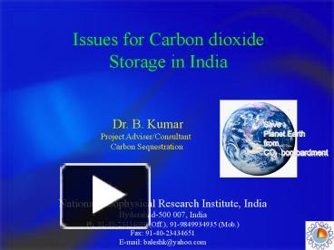 Issues for Carbon dioxide presentation | free to download