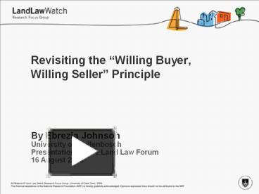 Revisiting the Willing Buyer, Willing Seller Principle presentation ...