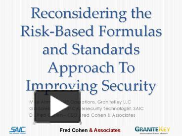 Reconsidering the Risk-Based Formulas and Standards Approach ...