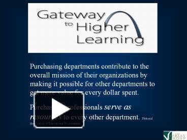 Purchasing departments contribute to the overall mission of their ...