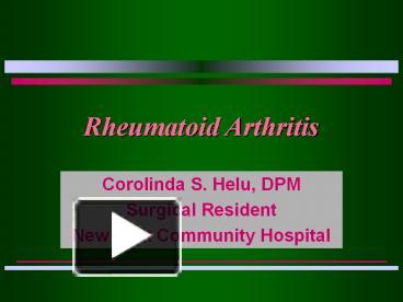 PPT – Rheumatoid Arthritis PowerPoint presentation | free to download ...