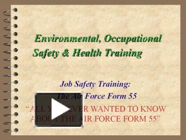 Environmental, Occupational Safety & Health Training presentation ...