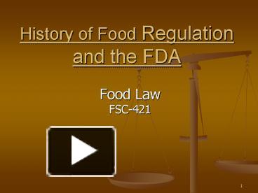 History of Food Regulation and the FDA presentation | free to download