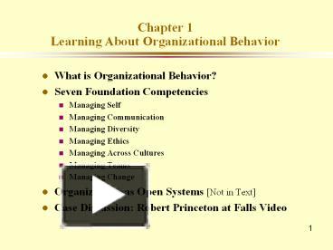 Chapter 1 Learning About Organizational Behavior presentation | free to ...
