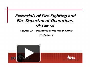 PPT – Essentials of Fire Fighting and Fire Department Operations ...