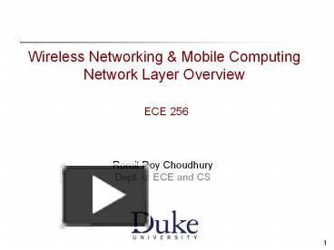 PPT – Wireless Networking & Mobile Computing Network Layer Overview ECE ...