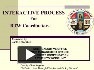 PPT – INTERACTIVE PROCESS For RTW Coordinators PowerPoint presentation ...