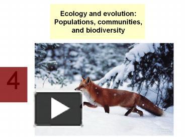 Ecology and evolution: Populations, communities, and biodiversity ...