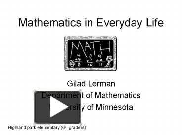 Mathematics in Everyday Life presentation | free to download