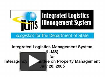 Integrated Logistics Management System presentation | free to view