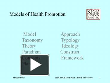 Models of Health Promotion presentation | free to view
