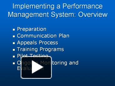 Implementing a Performance Management System: Overview presentation ...