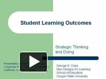 Student Learning Outcomes presentation | free to view