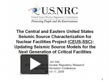The Central and Eastern United States Seismic Source Characterization ...