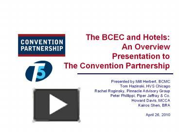 PPT – The BCEC and Hotels: An Overview Presentation to The Convention ...