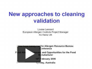 PPT – New approaches to cleaning validation PowerPoint presentation ...