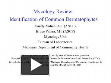 Mycology Review: Identification of Common Dermatophytes presentation ...