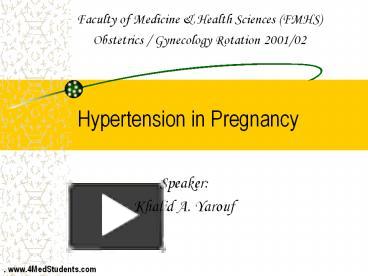 PPT – Hypertension in Pregnancy PowerPoint presentation | free to view ...