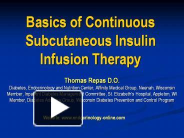 PPT – Basics of Continuous Subcutaneous Insulin Infusion Therapy ...