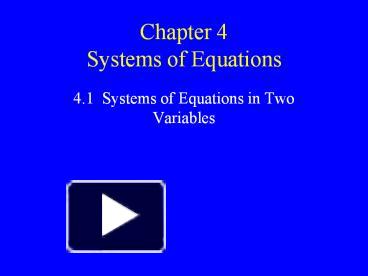PPT – Chapter 4 Systems of Equations PowerPoint presentation | free to ...