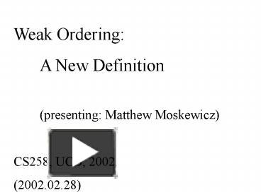 Weak Ordering: presentation | free to download