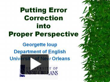 PPT – Putting Error Correction into Proper Perspective PowerPoint ...