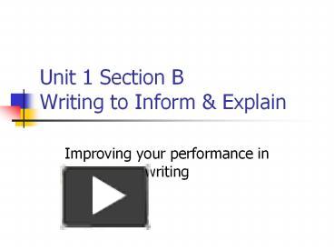 Unit 1 Section B Writing to Inform & Explain presentation | free to view