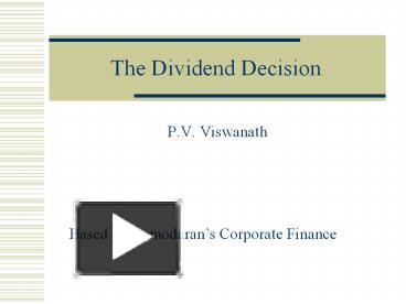 The Dividend Decision presentation | free to download