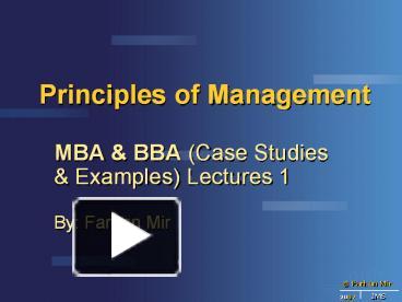 Principles of Management presentation | free to view