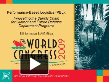 Performance-Based Logistics presentation | free to view