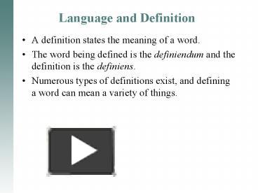 PPT – Language and Definition PowerPoint presentation | free to view ...