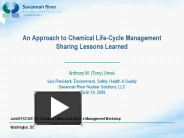 PPT – An Approach to Chemical Life-Cycle Management Sharing PowerPoint ...