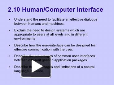 PPT – 2.10 Human/Computer Interface PowerPoint presentation | free to ...