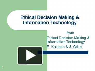 PPT – Ethical Decision Making PowerPoint presentation | free to ...