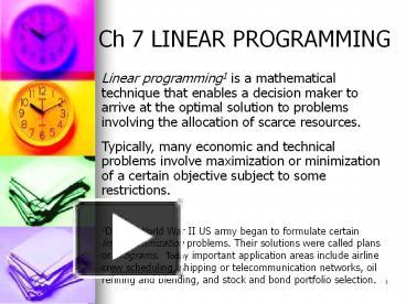 Ch 7 LINEAR PROGRAMMING presentation | free to download