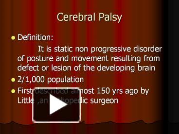 Cerebral Palsy presentation | free to download