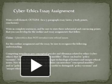 Write a well-formed, OUTLINE for a 5-paragraph essay (intro, 3 body ...