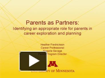 Parents as Partners: Identifying an appropriate role for parents in ...