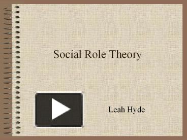 PPT – Social Role Theory PowerPoint presentation | free to view - id ...