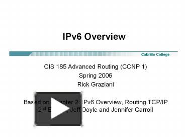 IPv6 Overview presentation | free to view