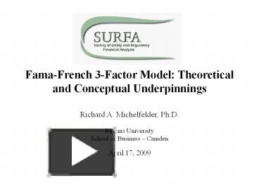 Fama-French 3-Factor Model: Theoretical and Conceptual Underpinnings ...