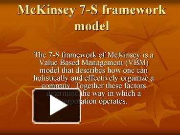 McKinsey 7-S framework model presentation | free to view