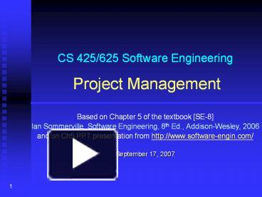 PPT – CS 425/625 Software Engineering Project Management PowerPoint ...