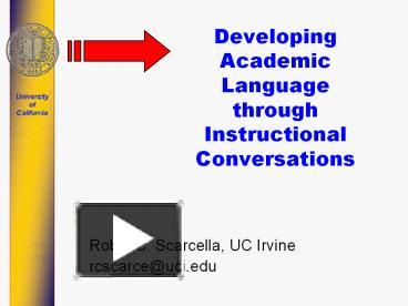 Developing Academic Language through Instructional Conversations ...