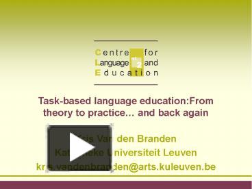 PPT – Task-based language education:From theory to practice PowerPoint ...