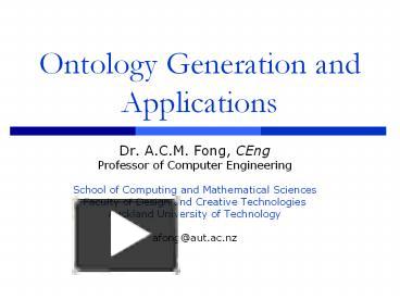 PPT – Ontology Generation and Applications PowerPoint presentation ...