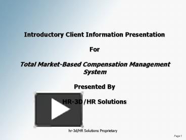 Introductory Client Information Presentation For Total presentation ...
